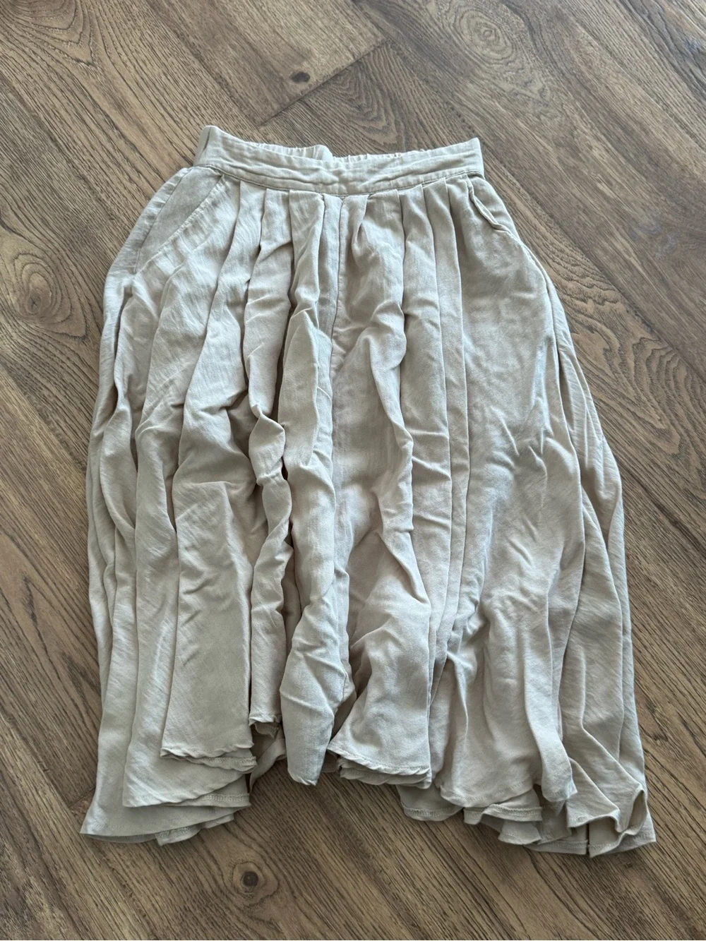 Mable | Skirts | Mable Beige Flow Skirt With Elastic Waist Sm | Poshmark